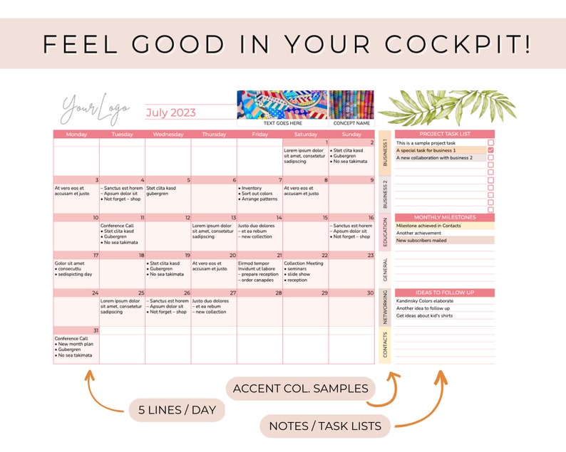 Pink Monthly Planner Template – Google Sheets, Undated (digital ...