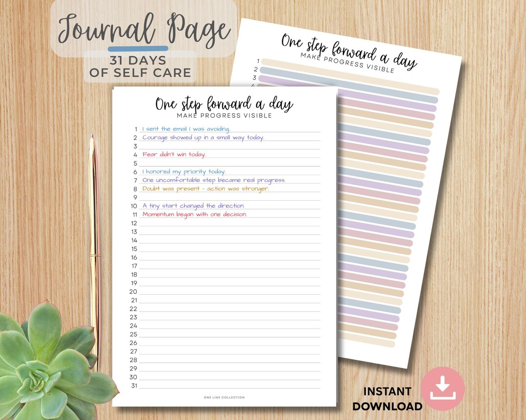 31 Day Goal Tracker Printable – Minimalist Daily Reflection Journal ...