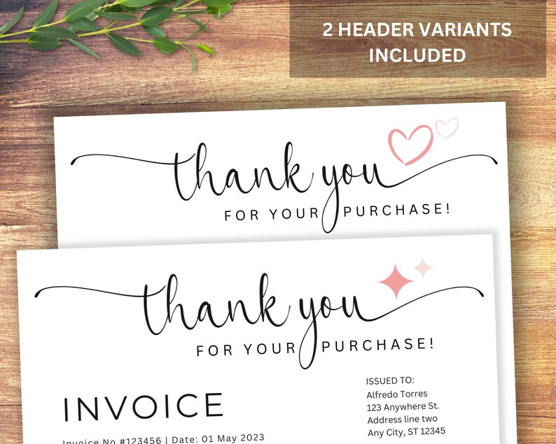 Invoice „thank You“– Editable Template, Shop Invoice, Printable Invoice ...