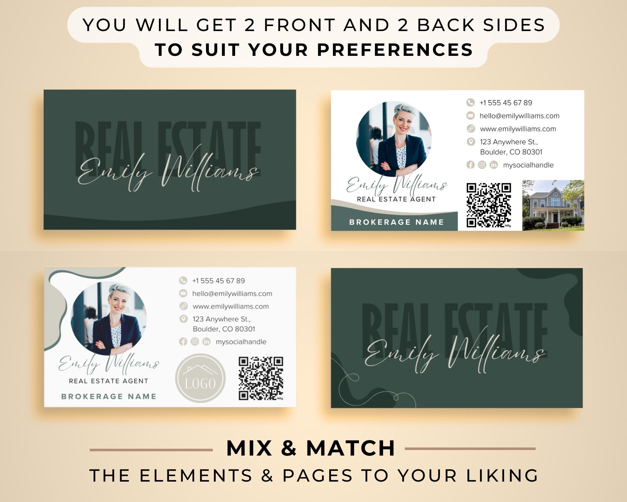 Real Estate QR Code Business Card Template – Double Sided (canva ...