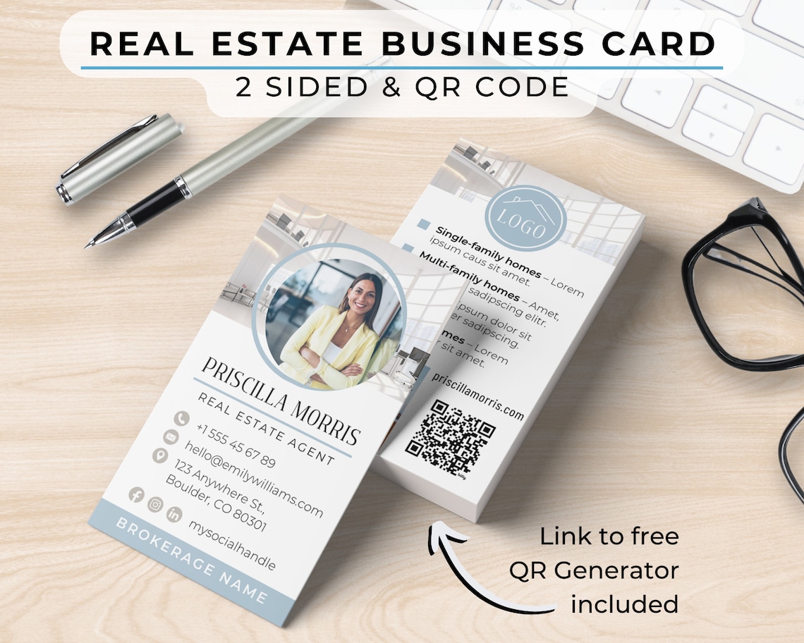 Real Estate QR Code Business Card – Realtor Marketing, Real Estate ...