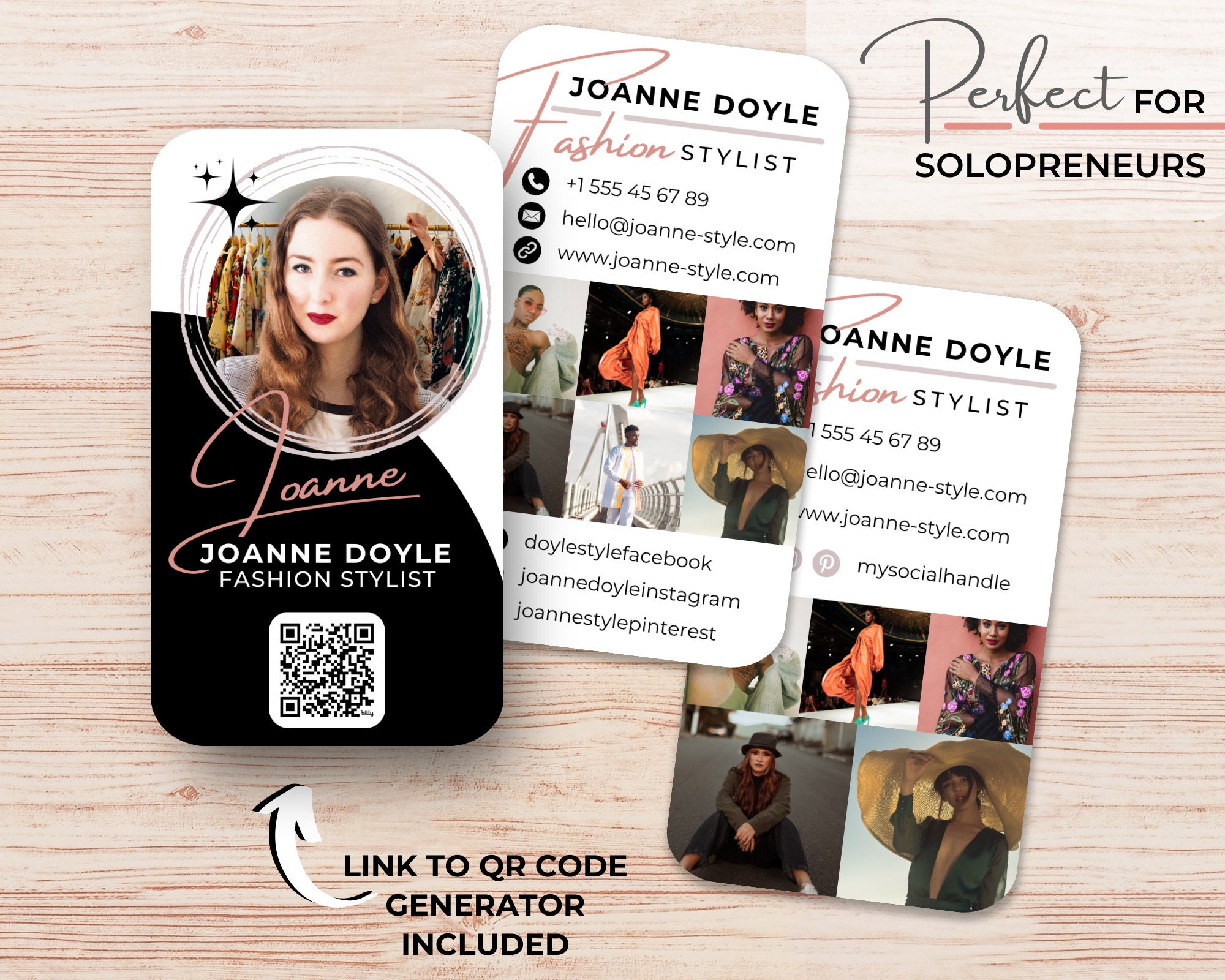 QR Code Business Card Template – Fashion Stylist, Hair Nails Beauty ...