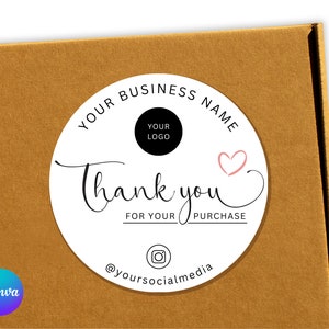 Thank You Sticker – Editable Label Template, Printable Sticker for ...