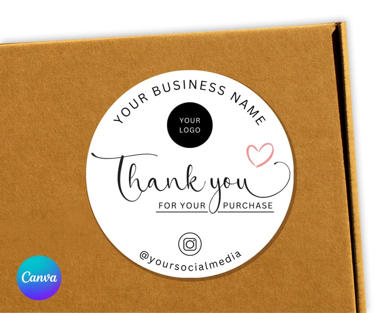 Thank You Sticker Editable Label Template Printable Sticker - Etsy
