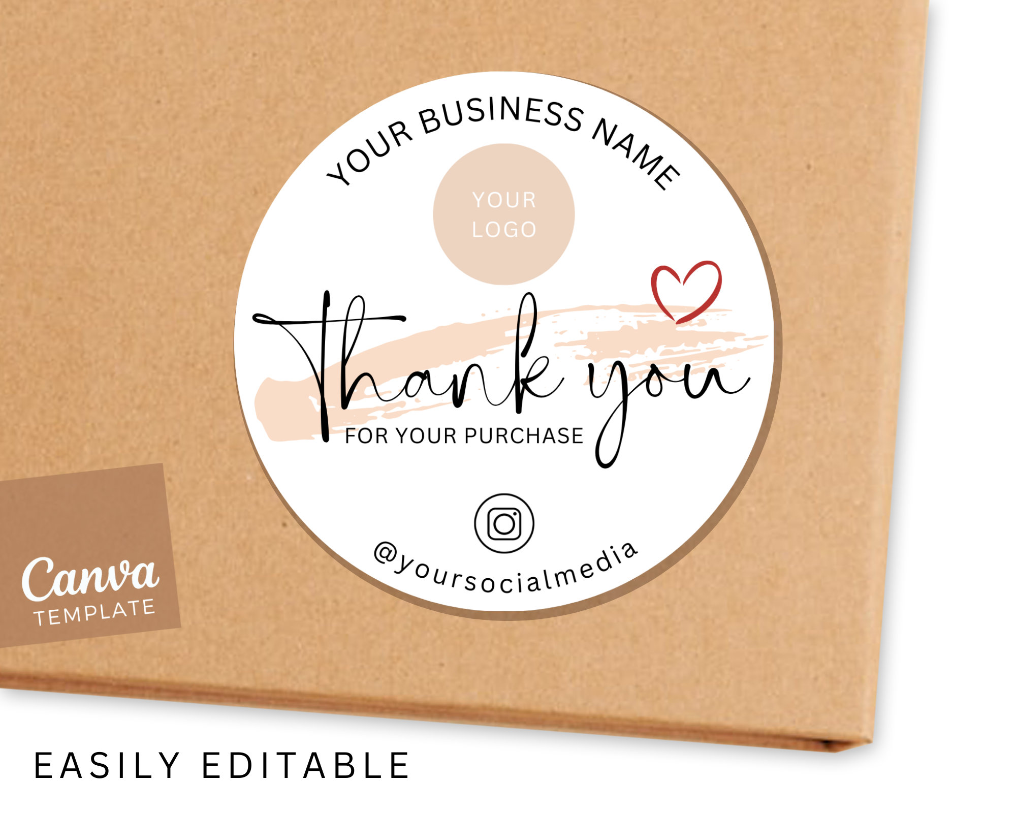Thank You Sticker – Editable Label Template, Printable Sticker for ...