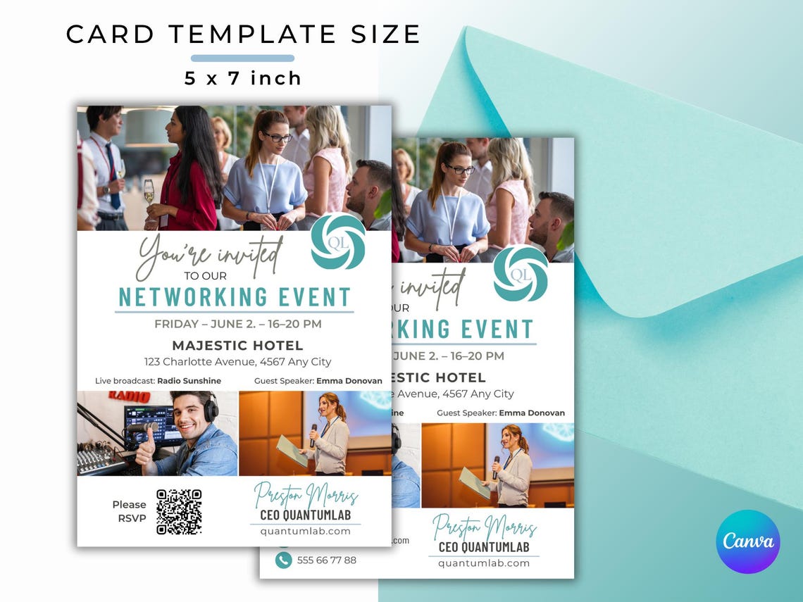 Digital Networking Event Invitation – Print & Digital Canva Template ...