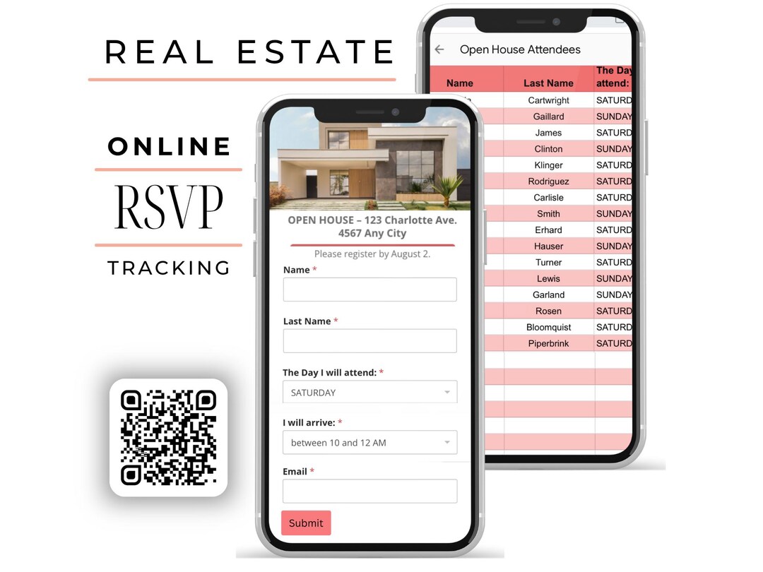 Real Estate Open House RSVP Form: Online Guest Tracking, Google Sheet ...
