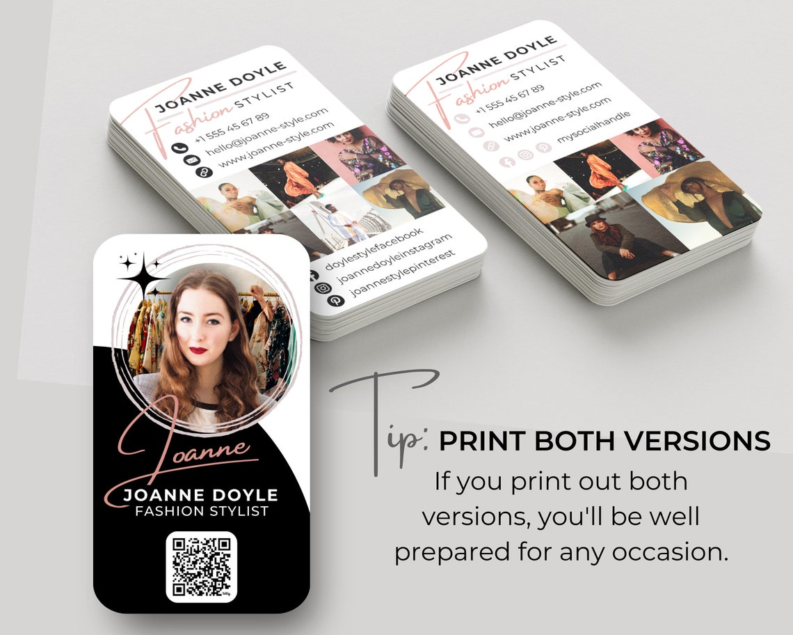 QR Code Business Card Template Fashion Stylist, Hair Nails Beauty ...