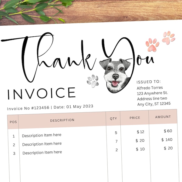Dog Receipt Template - Etsy