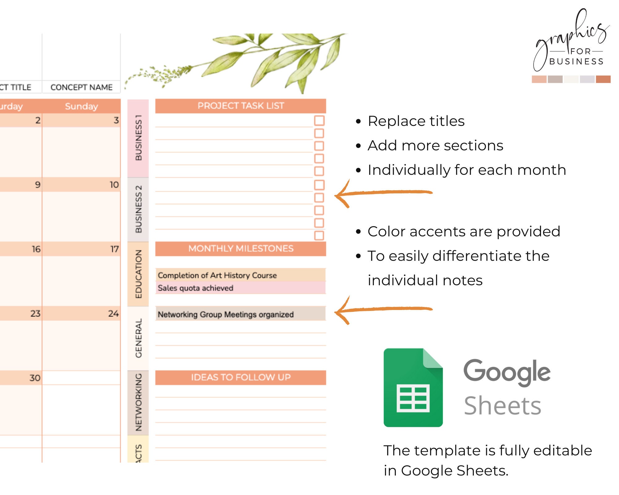 Digital Monthly Planner – Peach Monthly Calendar Template, Planner ...