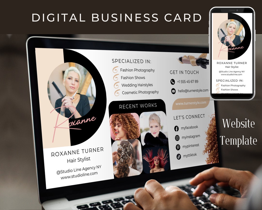 Digital Business Card Website Template: Canva Editable One-page Design ...
