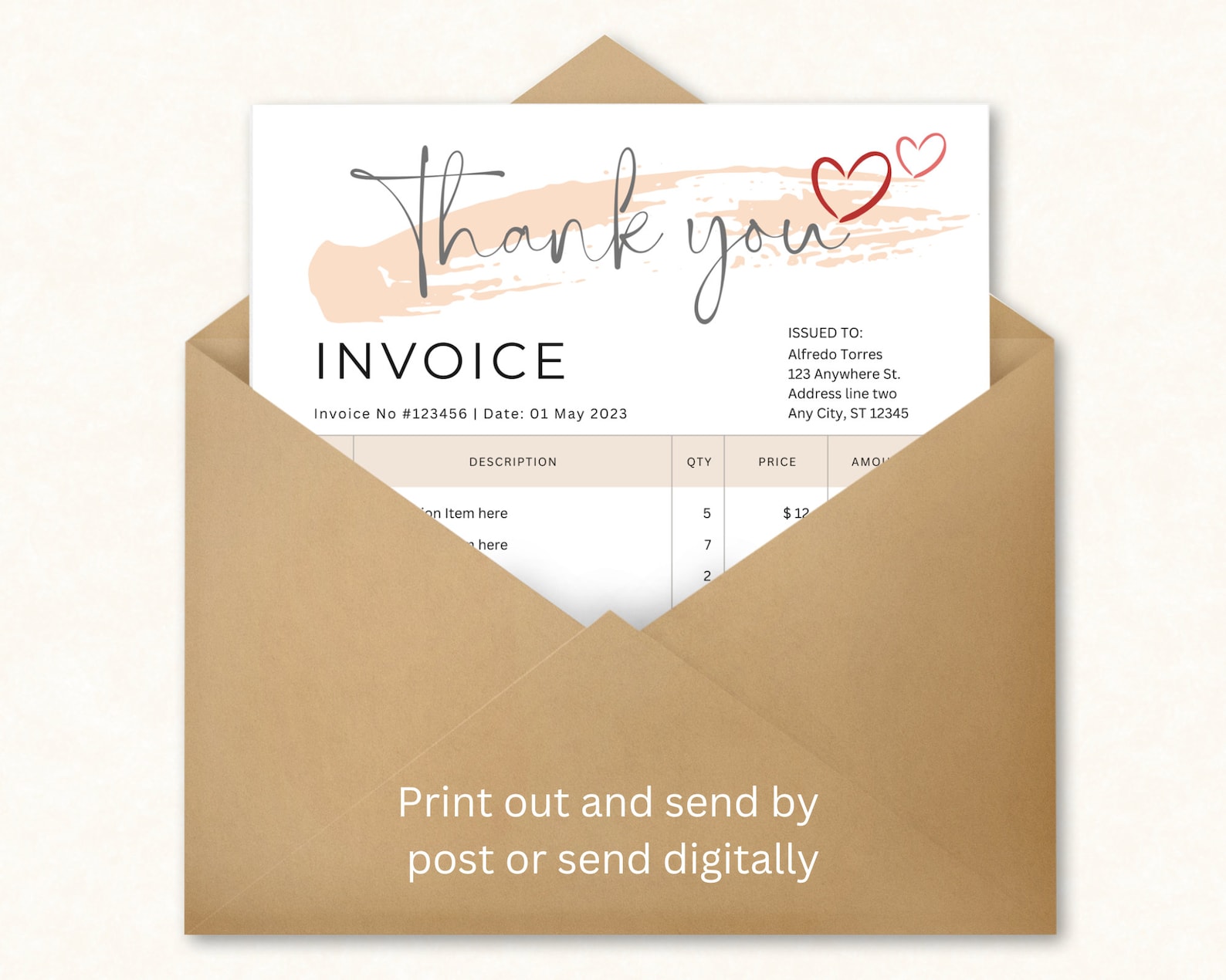 Editable Thank You Invoice Template – Canva, Printable Receipt (digital ...