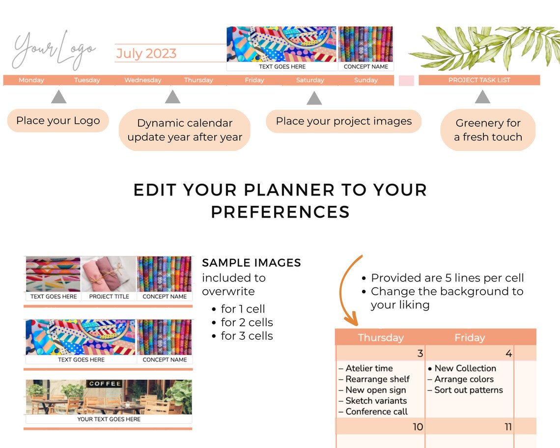 Digital Monthly Planner Peach Monthly Calendar Template, Planner ...