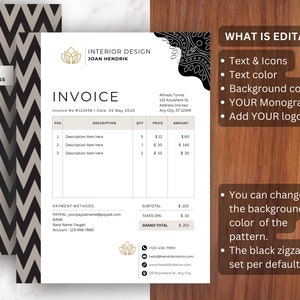 Invoice Template – Chevron No 1, Printable Invoice, Receipt Template ...