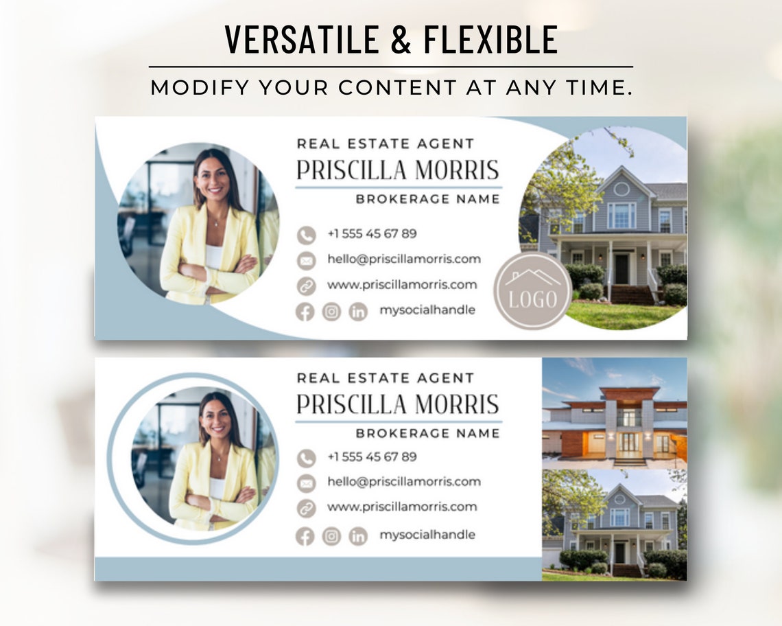Real Estate Email Signature Templates – Realtor Branding Canva (digital ...