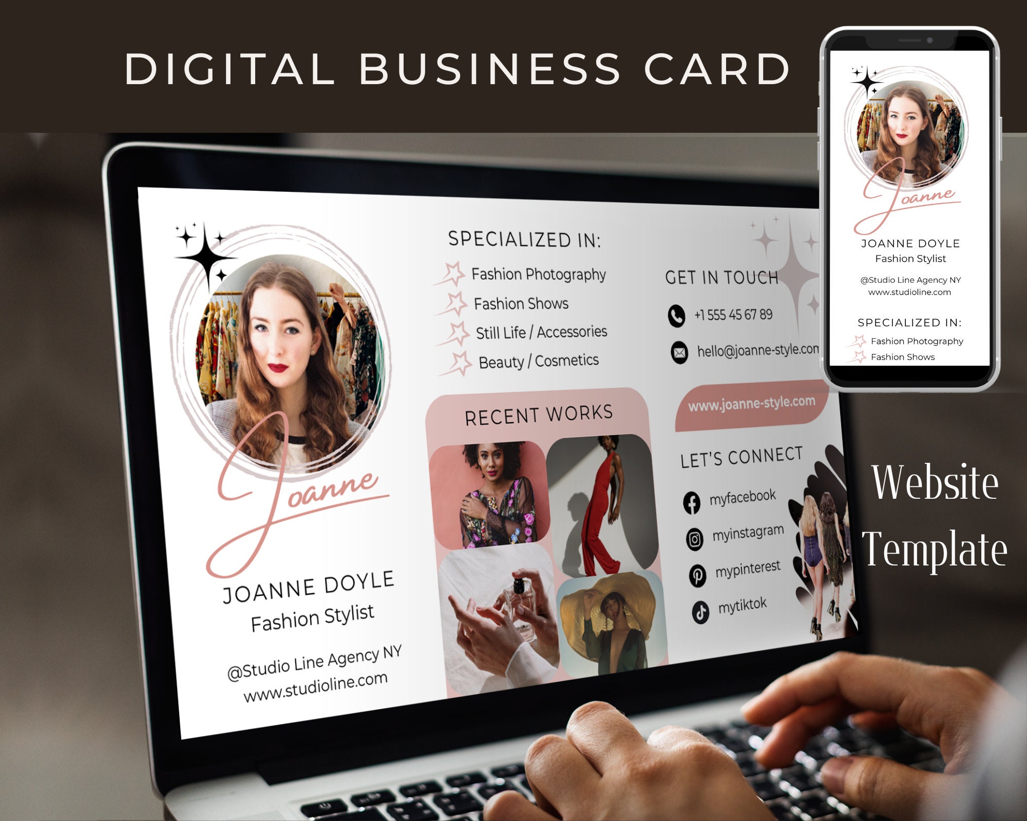 Digital Business Card Website Template Fashion Sylist Marketing Website ...