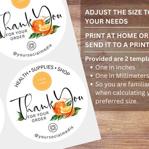 Vitamins & Fruit Shop Thank You Sticker Editable Label - Etsy