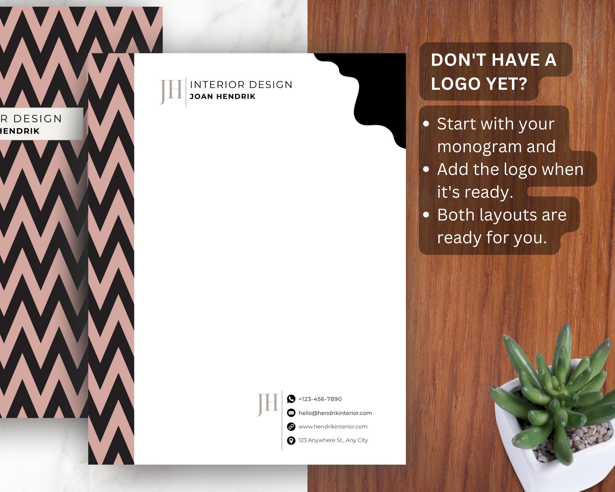 Abalone Chevron Letterhead Template – Printable Business Stationery ...