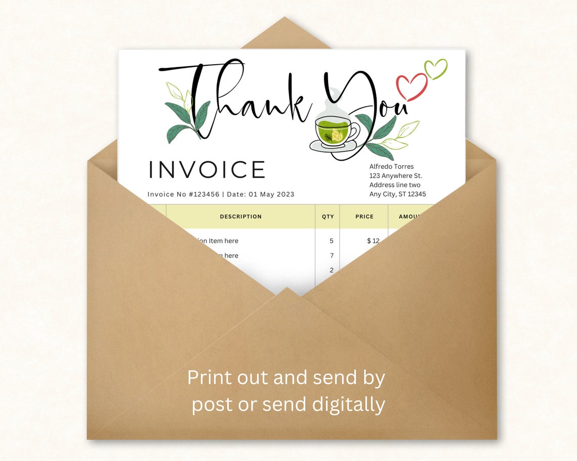Buy Tea Shop Invoice Template – Editable Printable Form (canva Template ...
