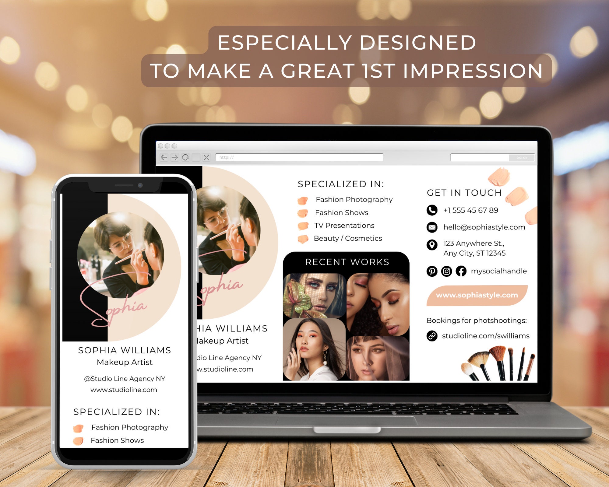 Digital Business Card Website Template Makeup Artist - Etsy