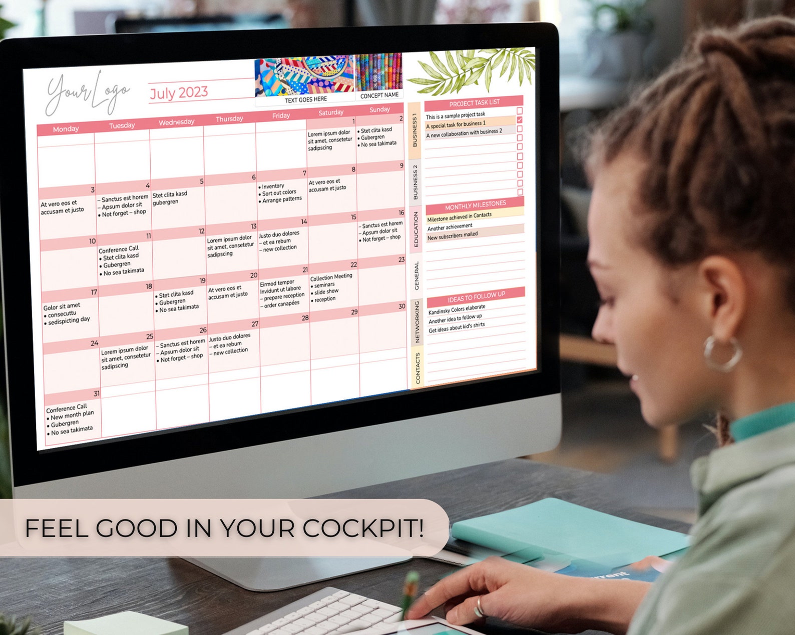 Digital Monthly Planner Pink Monthly Calendar Template - Etsy