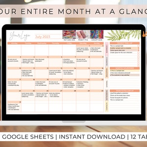 Digital Monthly Planner – Peach Monthly Calendar Template, Planner ...