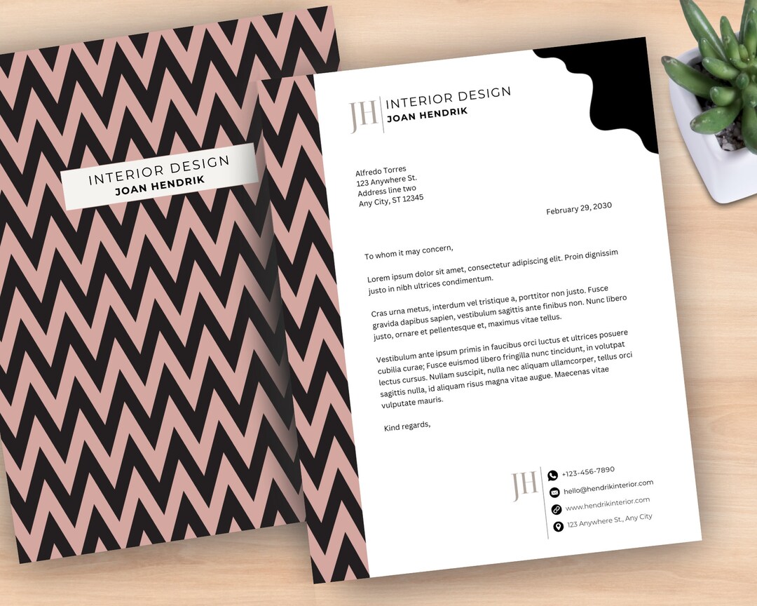 Abalone Chevron Letterhead Template – Printable Business Stationery ...