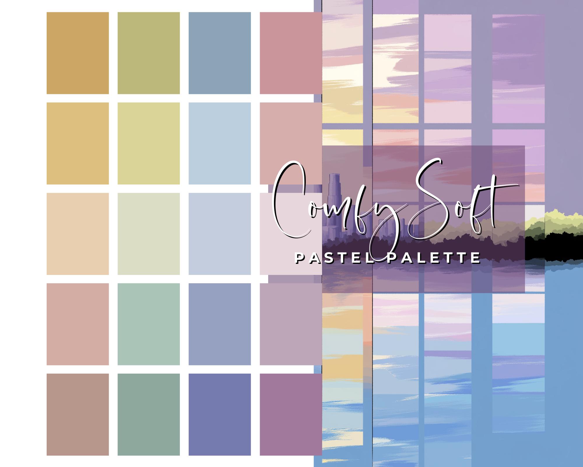Comfy Soft Pastel Color Palette – Canva Template, Bonus Illustrations ...