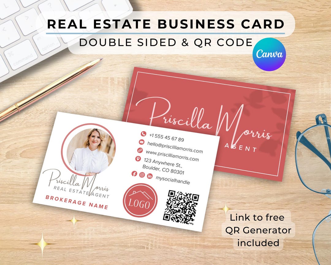 Real Estate QR Code Business Card Template – Canva Editable - Etsy