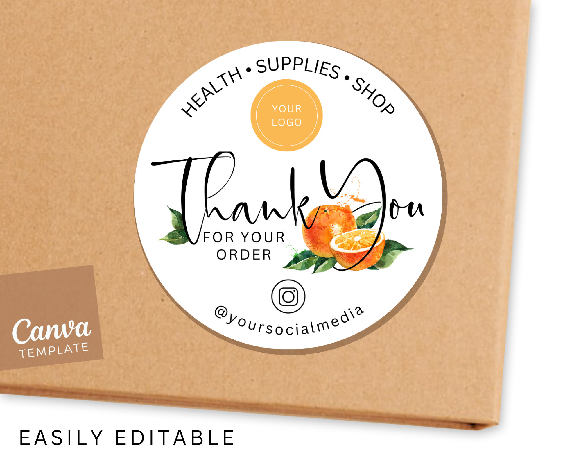 Vitamins & Fruit Shop Thank You Sticker Editable Label - Etsy