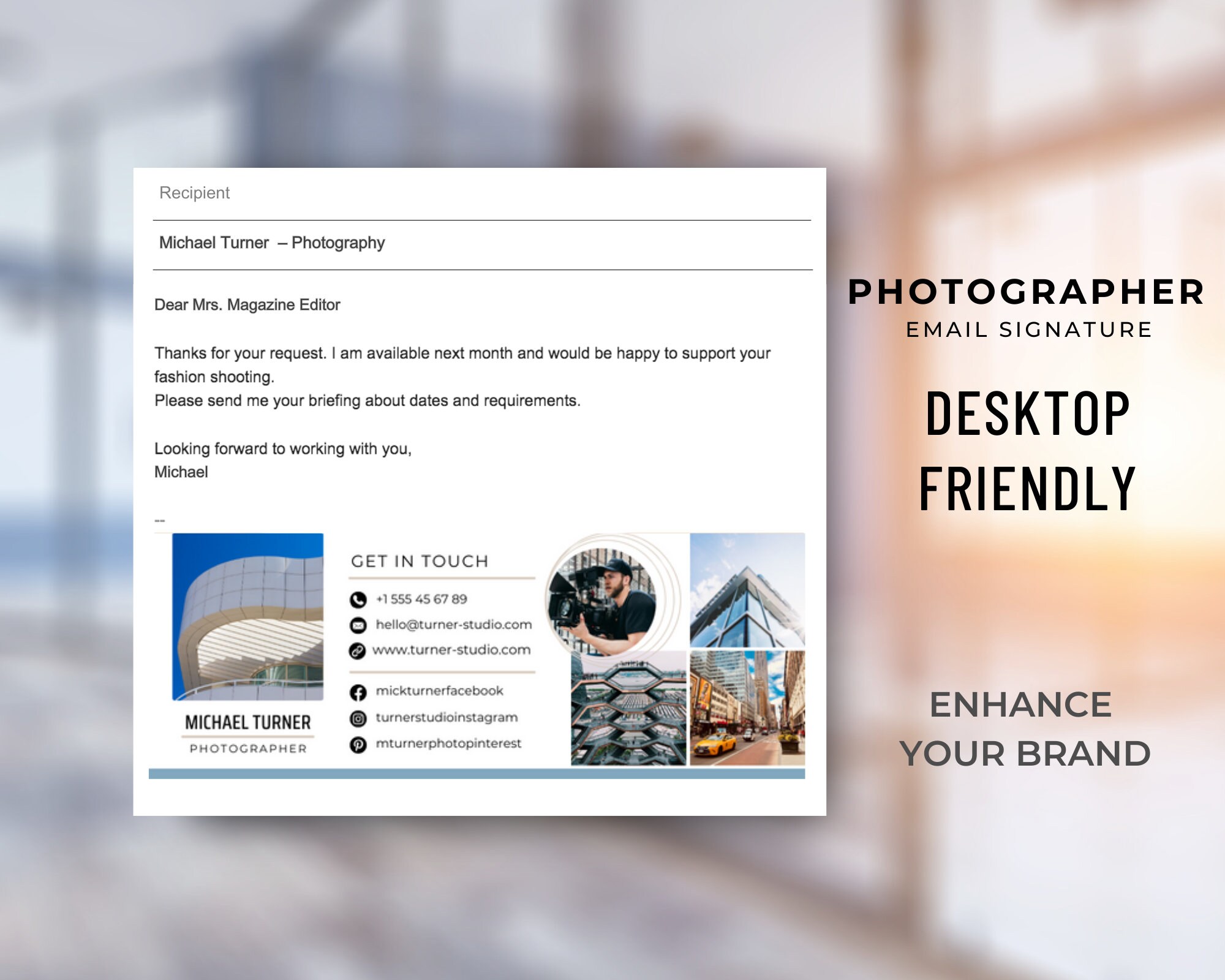 Email Signature Template Bundle, Photographer Designer, Gmail Signature ...