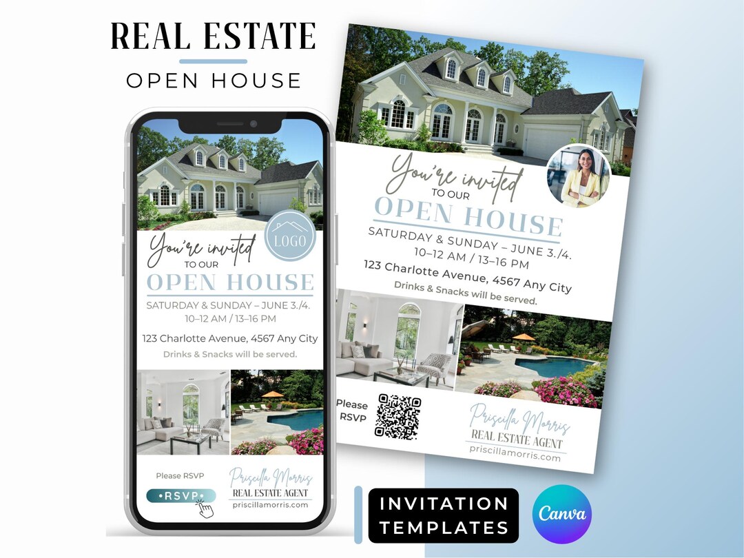 Real Estate Open House Invite - Canva Template (digital & Printable) - Etsy