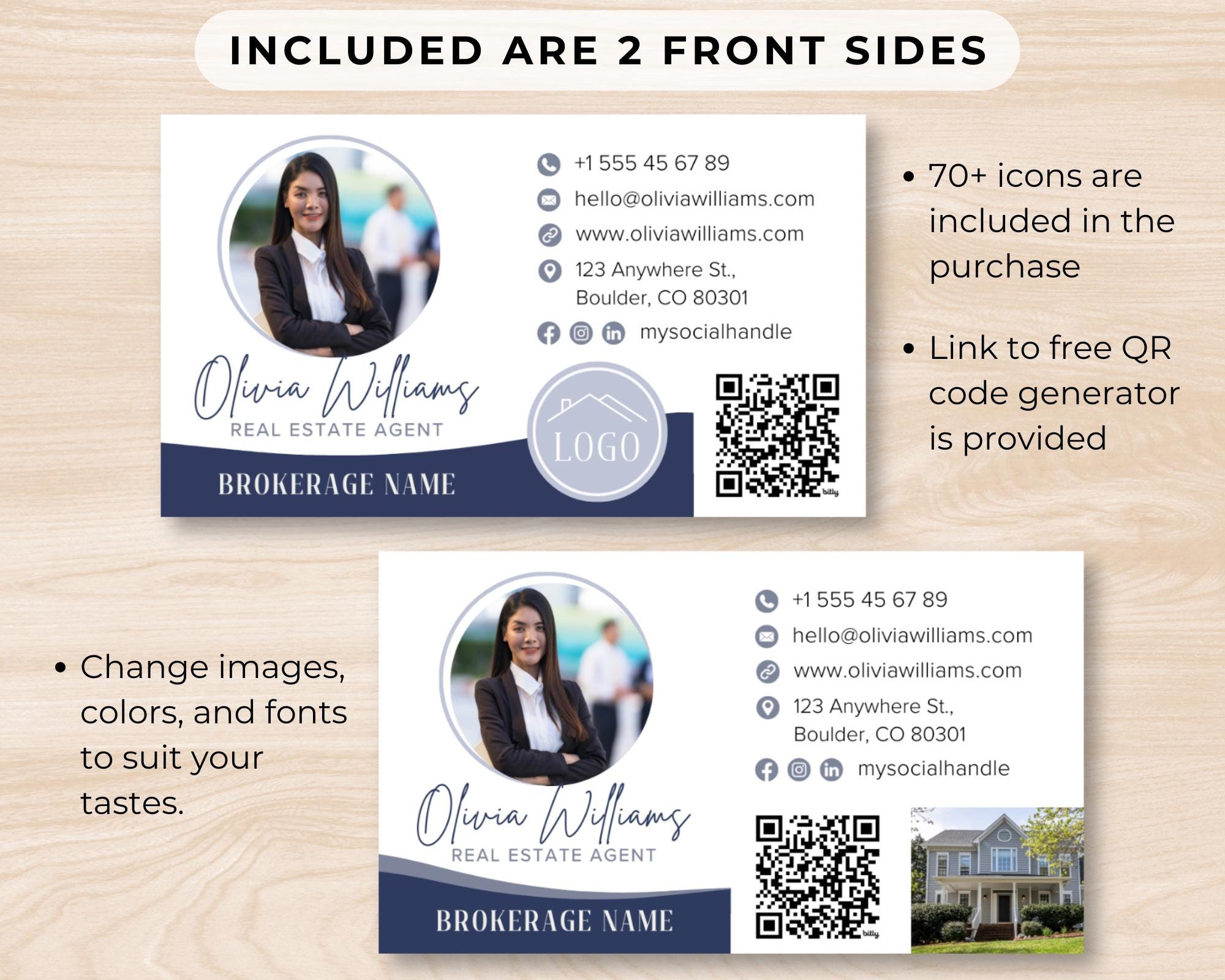 Real Estate QR Code Business Card Template – Canva Editable (digital ...