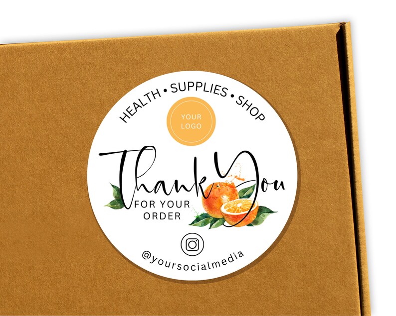 Vitamins & Fruit Shop Thank You Sticker Editable Label - Etsy