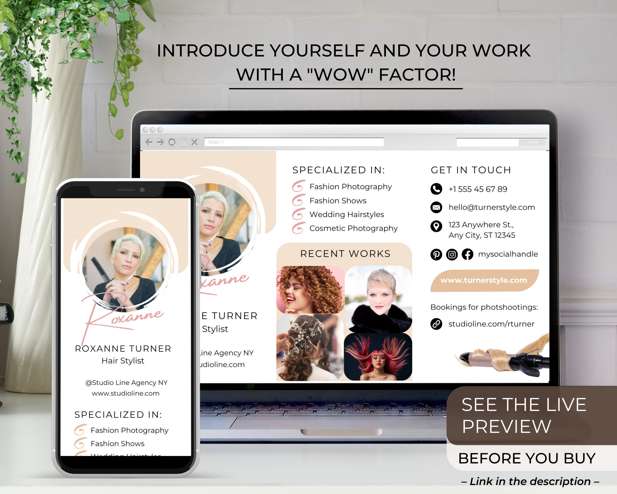 Digital Business Card Website Template: Canva Editable One-page Design ...