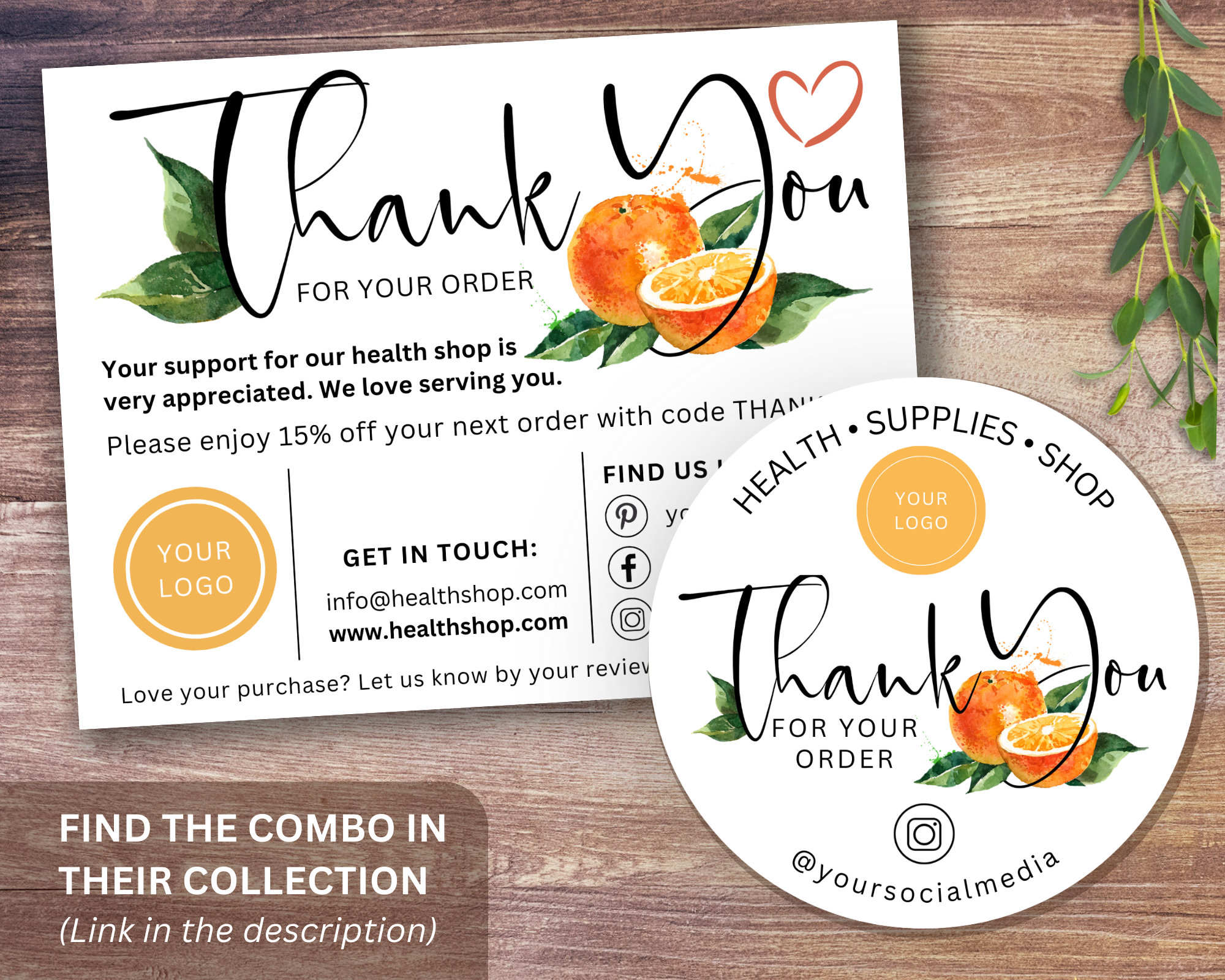 Vitamins & Fruit Shop Thank You Sticker Editable Label - Etsy