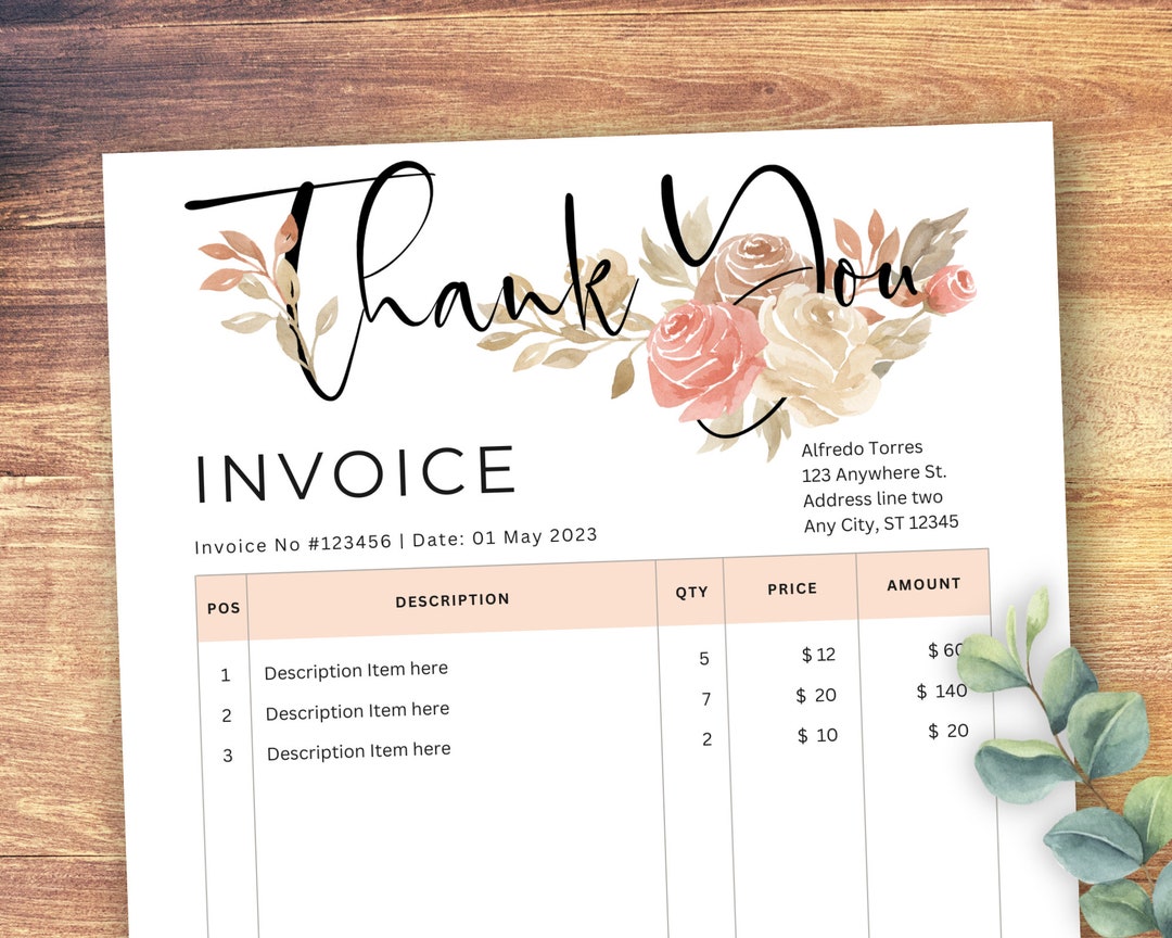 Invoice thank You Editable Template Shop Invoice - Etsy
