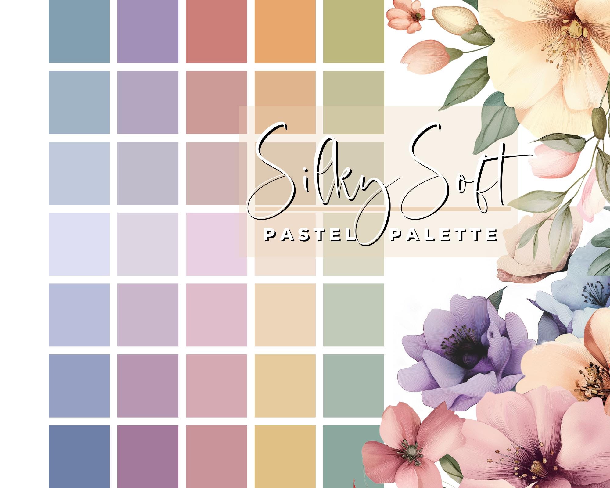 Silky Soft Pastel Color Palette – Canva Template, Hex Codes (instant ...