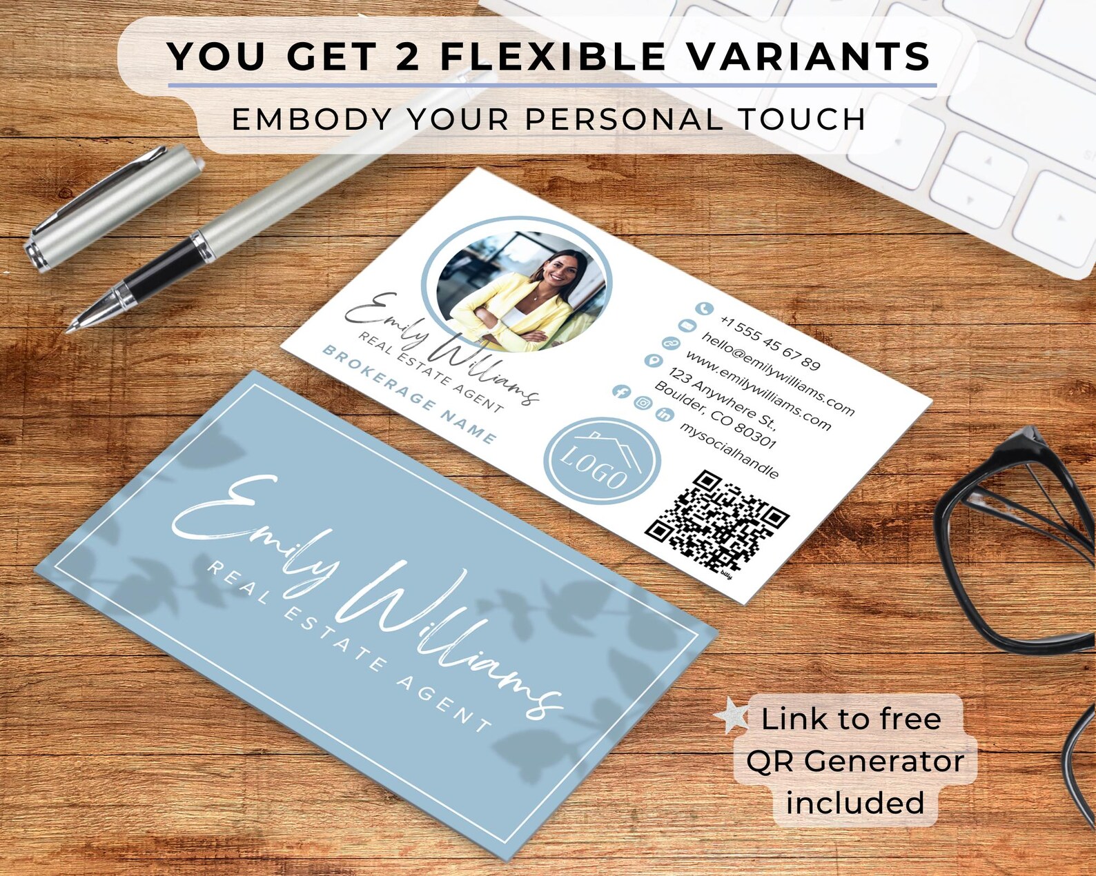 Real Estate QR Code Business Card Template – Realtor Branding (canva ...