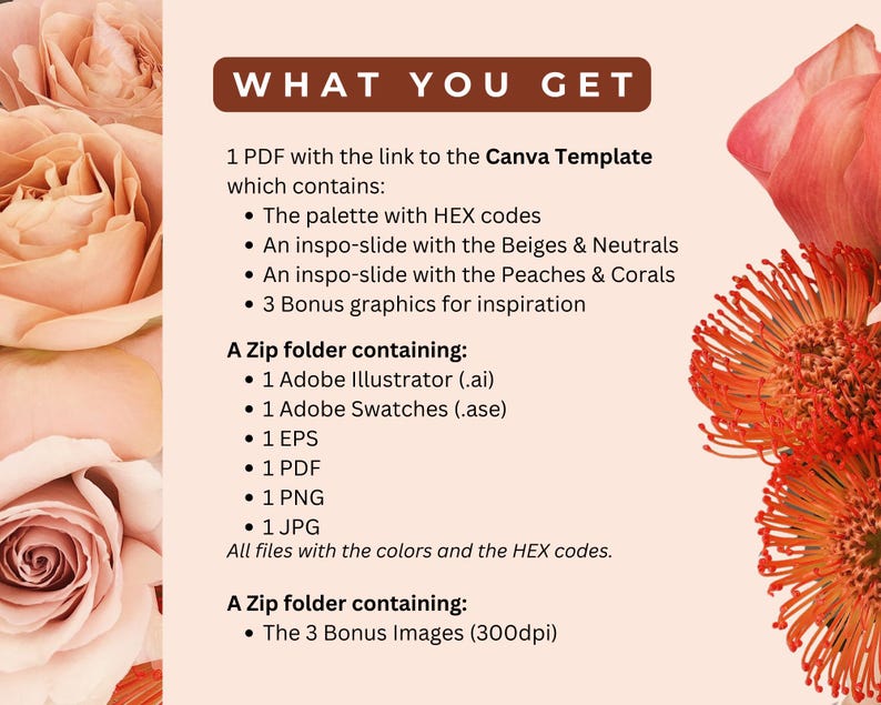 Peach Coral Color Palette - Canva Template, Branding Kit (digital ...