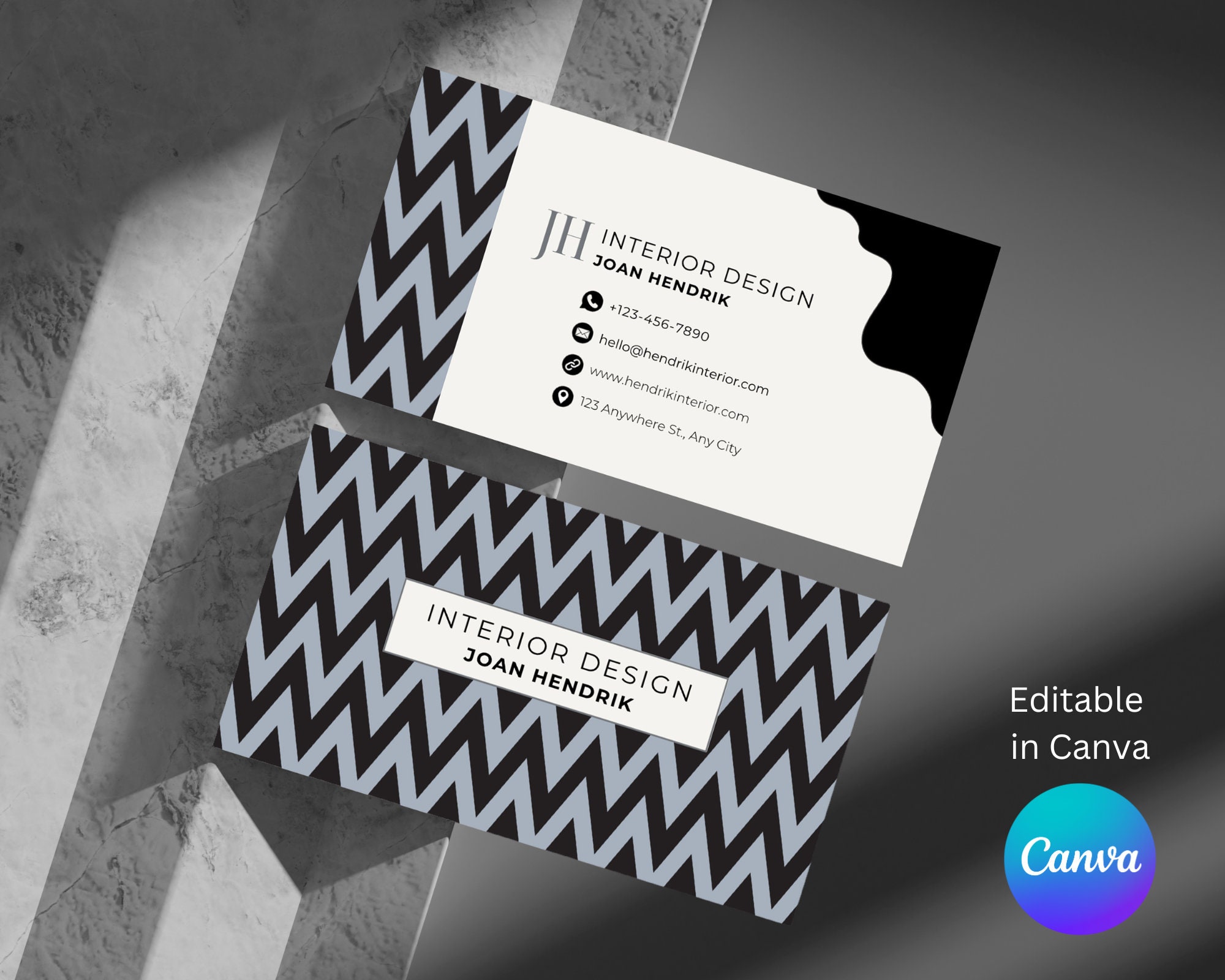 Printable Business Card Template Chevron 3 Elegant - Etsy