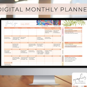 Digital Monthly Planner – Peach Monthly Calendar Template, Planner ...