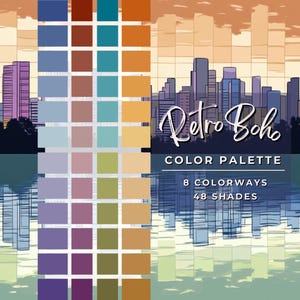 Retro Boho – Digital Color Palette Swatches | 48 Gradient Shades ...