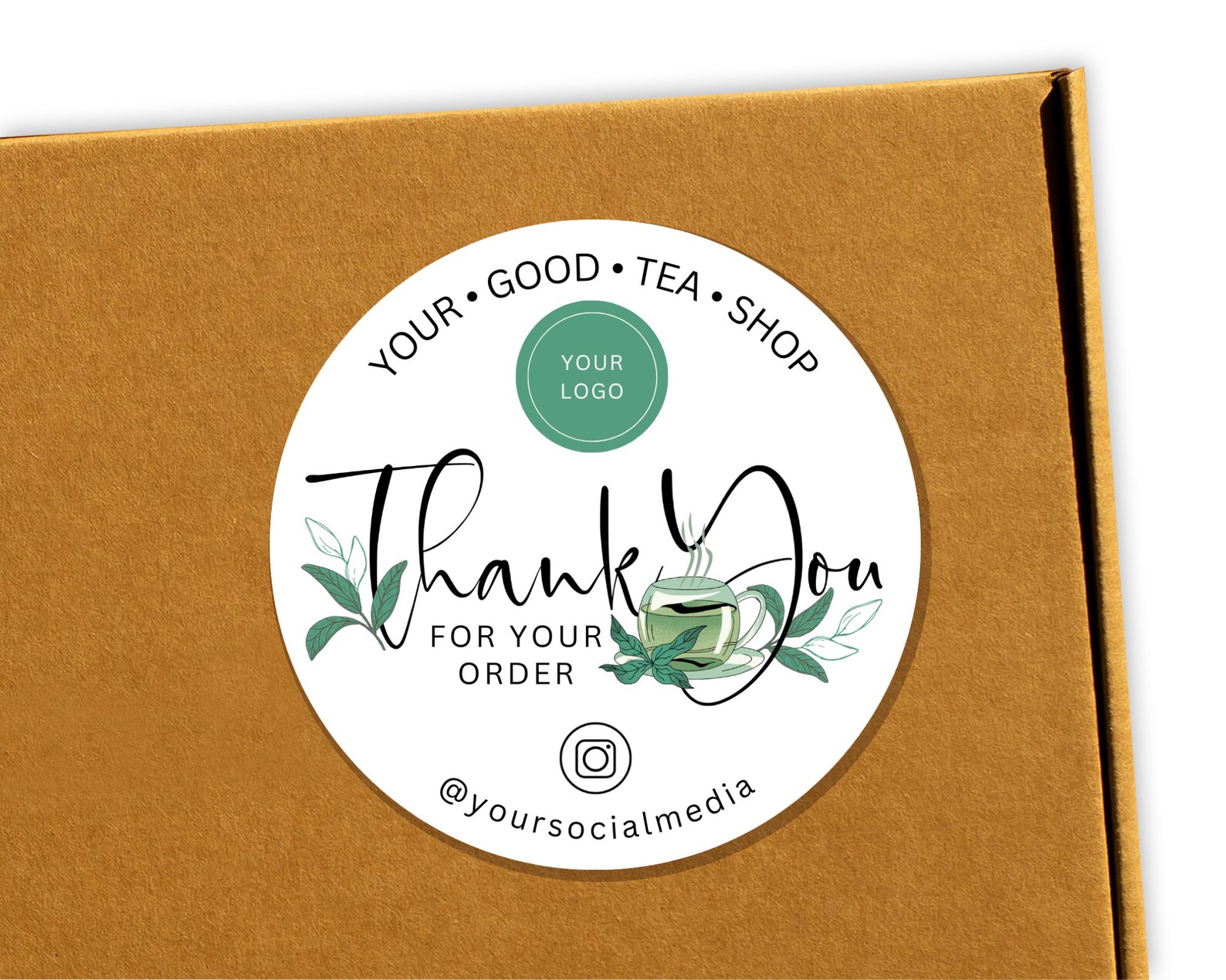 Tea Shop Thank You Sticker – Editable Business Label (digital Download ...