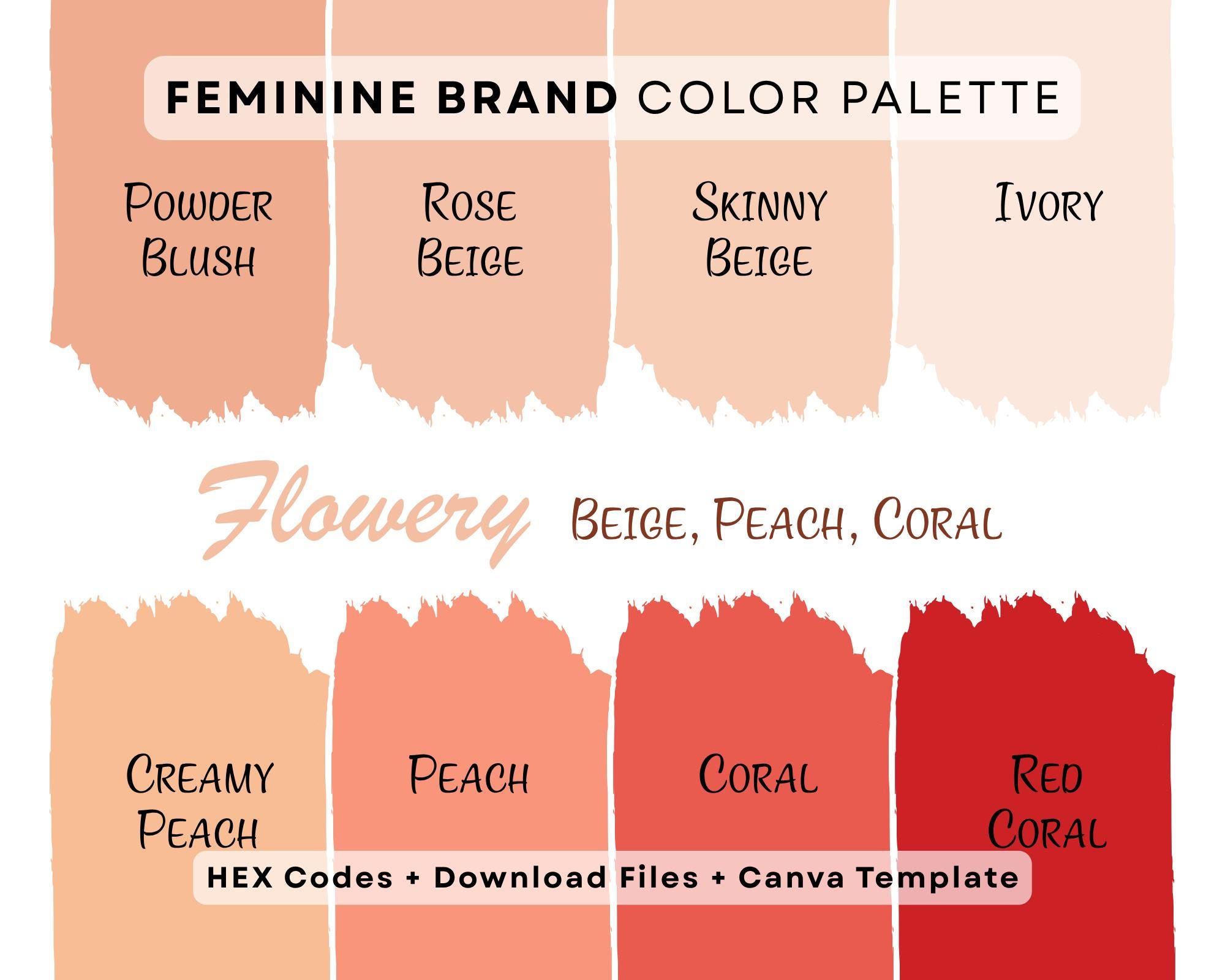 Feminine Branding Color Palette | Beige Peach Coral – Canva Template ...