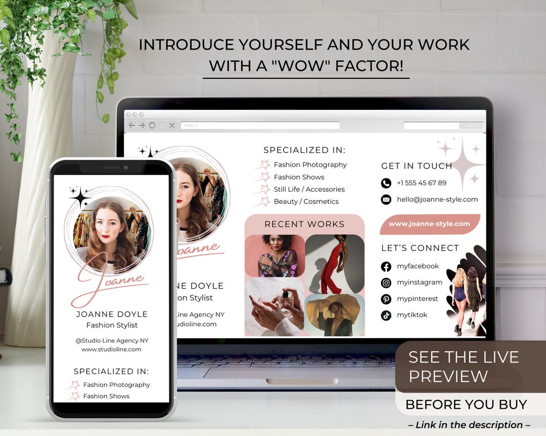 Digital Business Card Website Template – Canva, Fashion Stylist ...