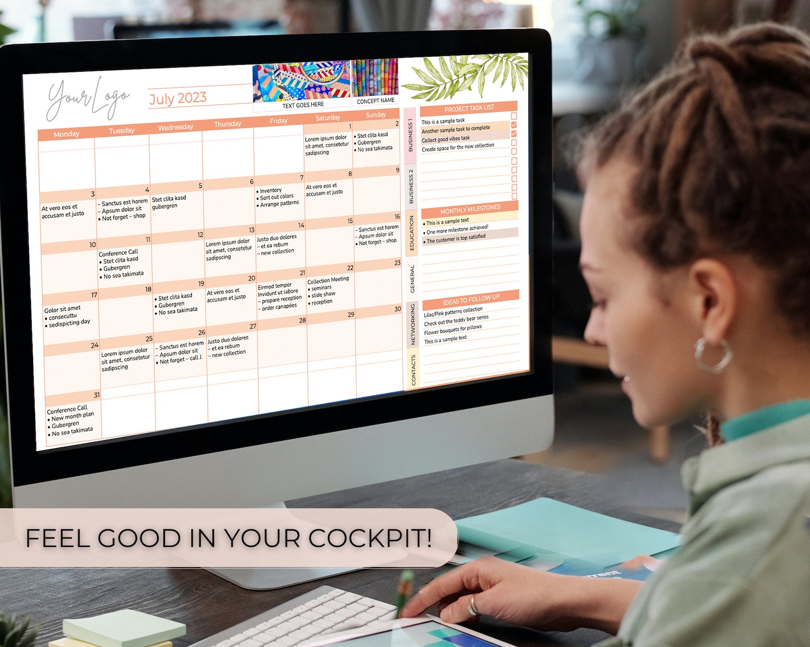 Digital Monthly Planner Peach Monthly Calendar Template, Planner ...