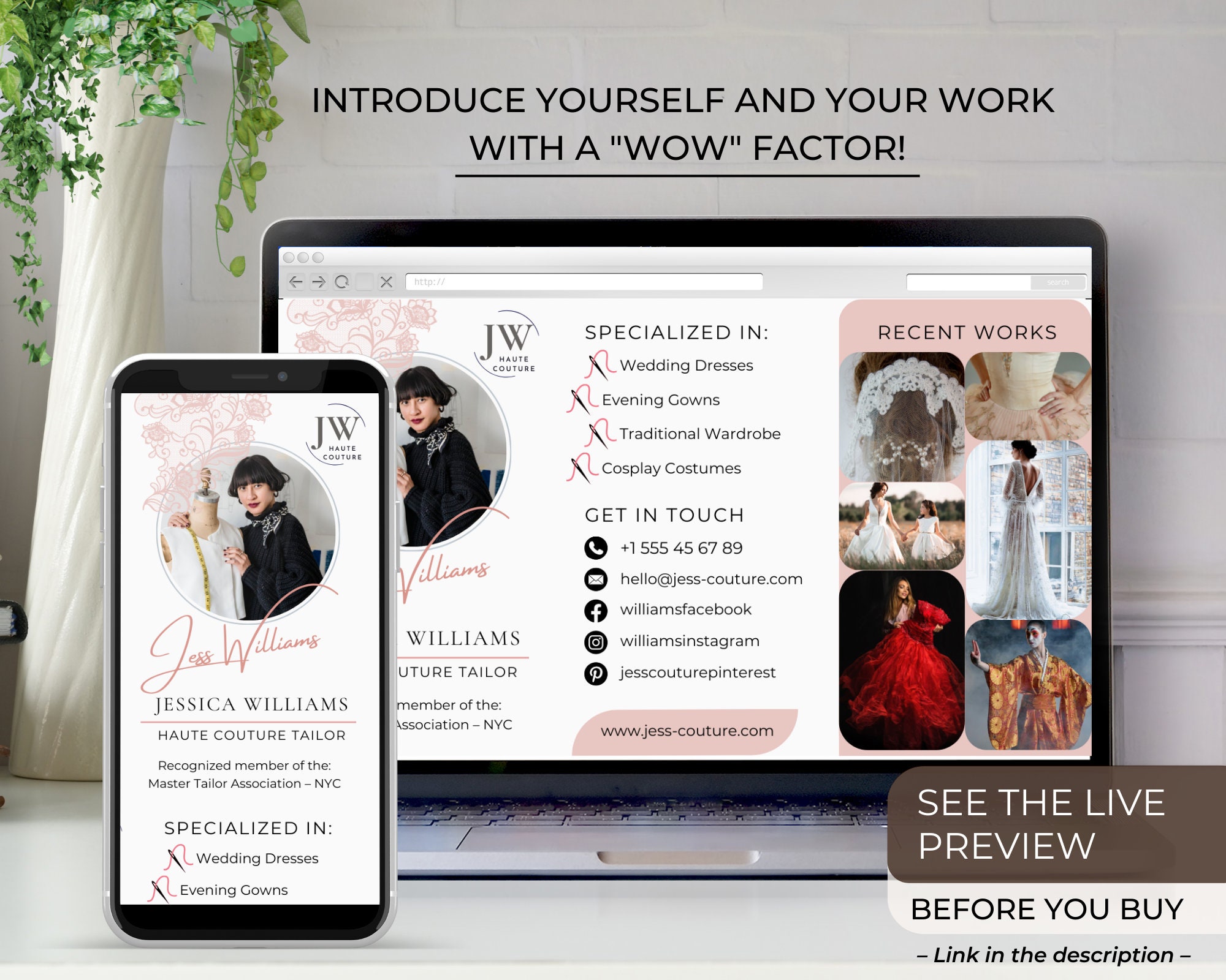 Digital Business Card Website Template Haute Couture Marketing Website ...
