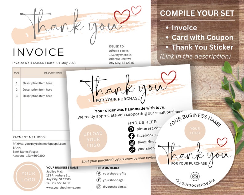 Invoice thank You Editable Template, Shop Invoice, Printable Invoice ...