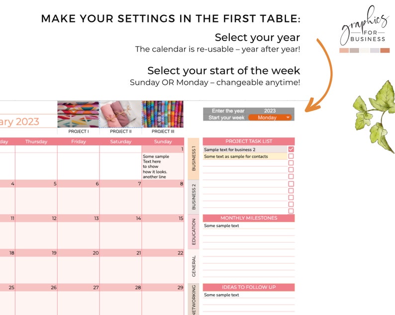 Pink Monthly Planner Template – Google Sheets, Undated (digital ...